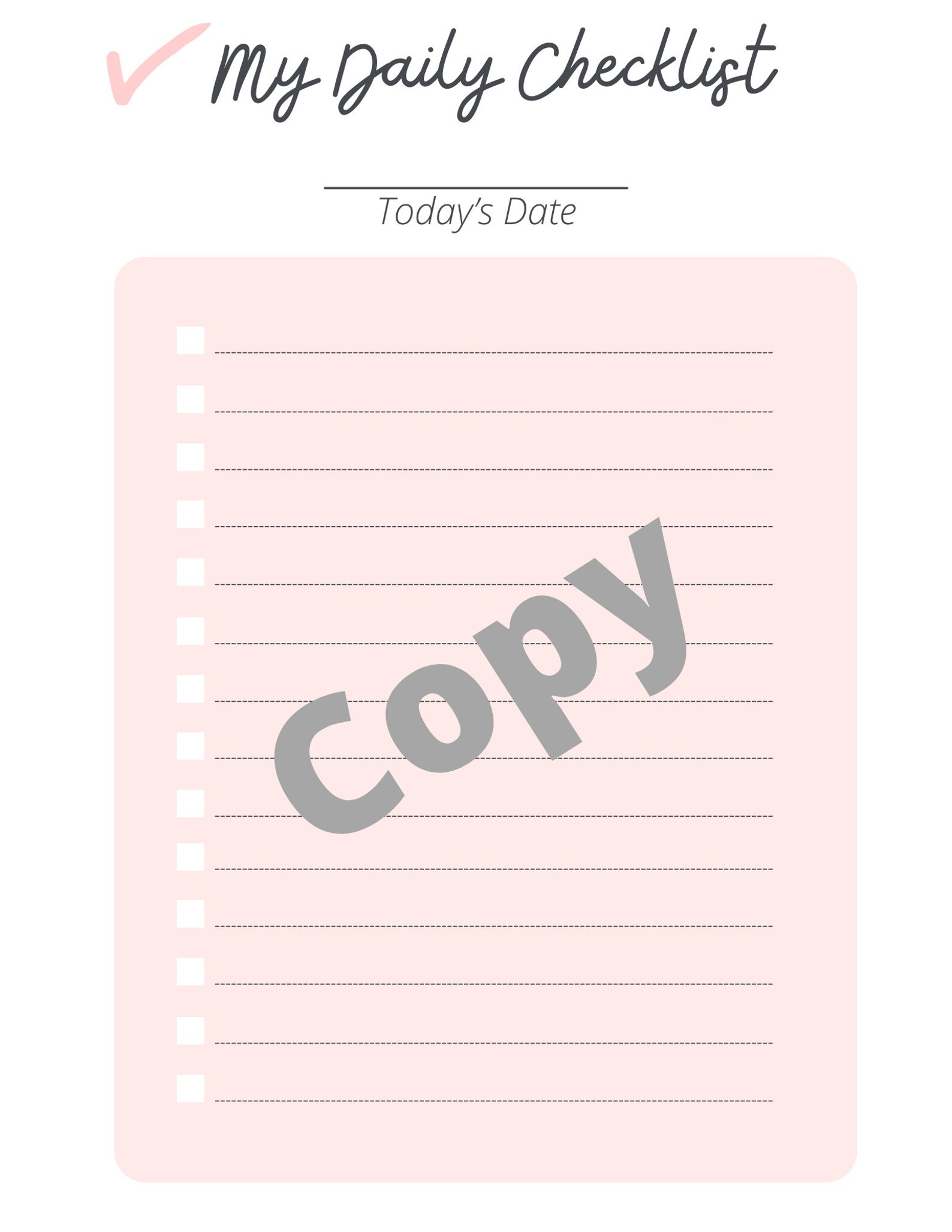 My Daily Checklist Printable Blank A4 and Letter Size - Etsy
