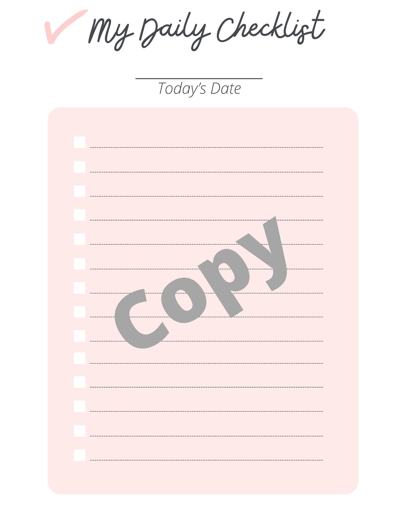 My Daily Checklist Printable Blank A4 and Letter Size - Etsy