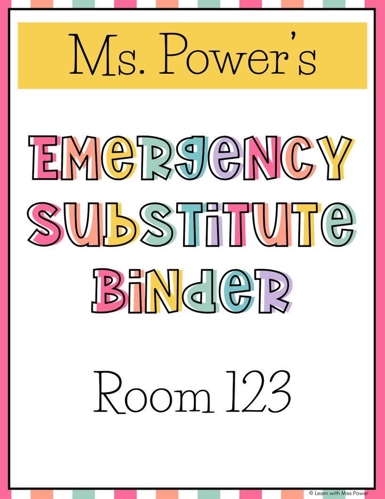 Substitute Binder Templates | Emergency Sub Binder | Sub Plans Template ...