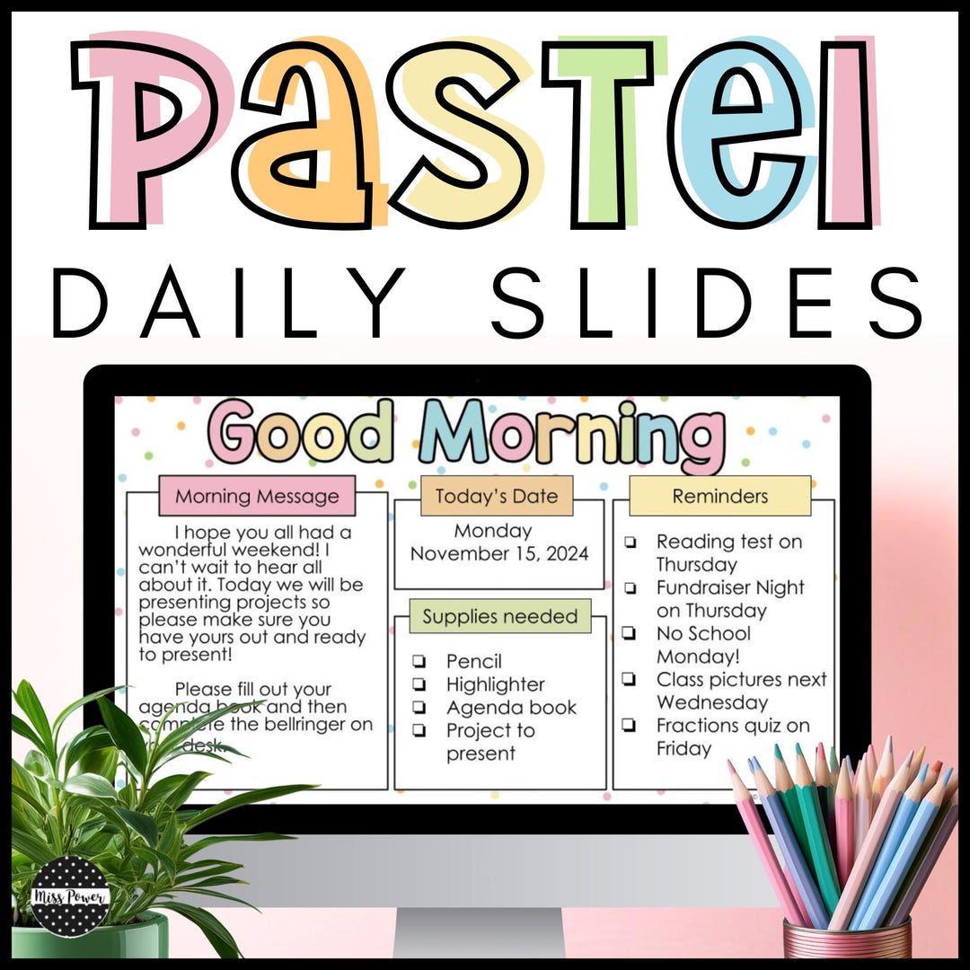 Morning Agenda Slides | Daily Slides Templates | Morning Meeting Google ...