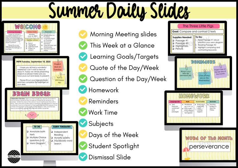 Summer Daily Classroom Slides Templates | Welcome Good Morning Slides ...