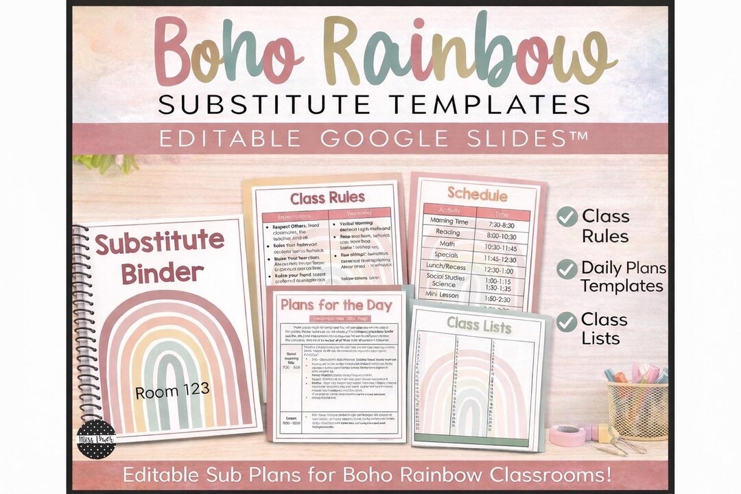 Substitute Binder Templates | Editable Google Slides Sub Plans ...