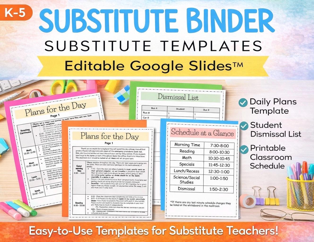 Substitute Binder Templates | Emergency Sub Binder | Sub Plans Template ...