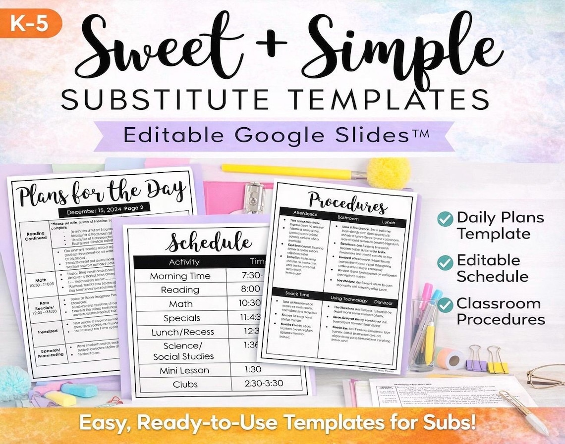 Substitute Binder Templates | Emergency Sub Binder | Sub Plans Template ...