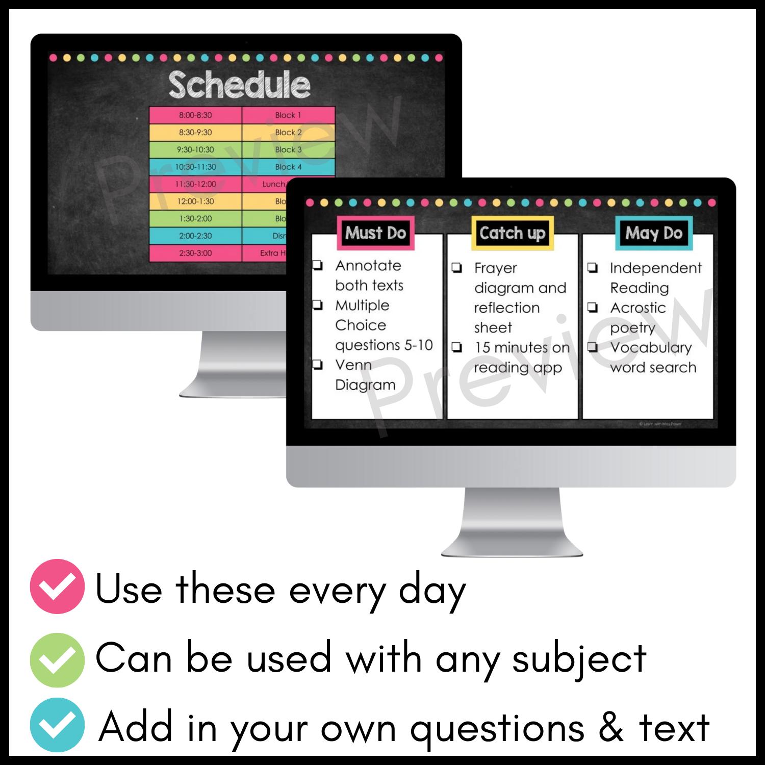 Chalkboard Brights Classroom Slides: Morning Agenda, Daily Schedule ...
