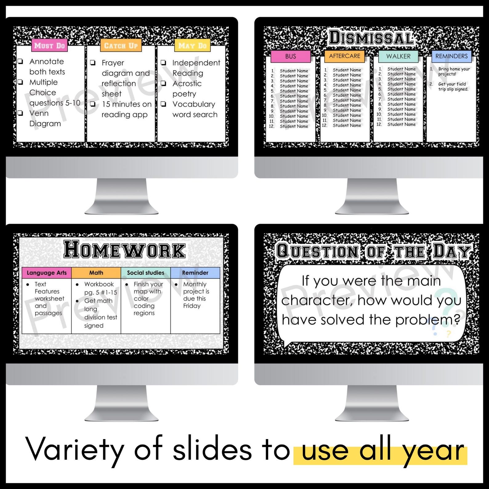 Daily Slides Templates | Daily Agenda Slides | Morning Meeting Google ...