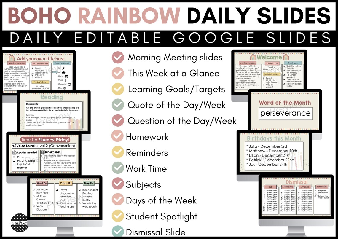 Class Slides, Daily Google Slides Templates for Classroom, Agenda ...