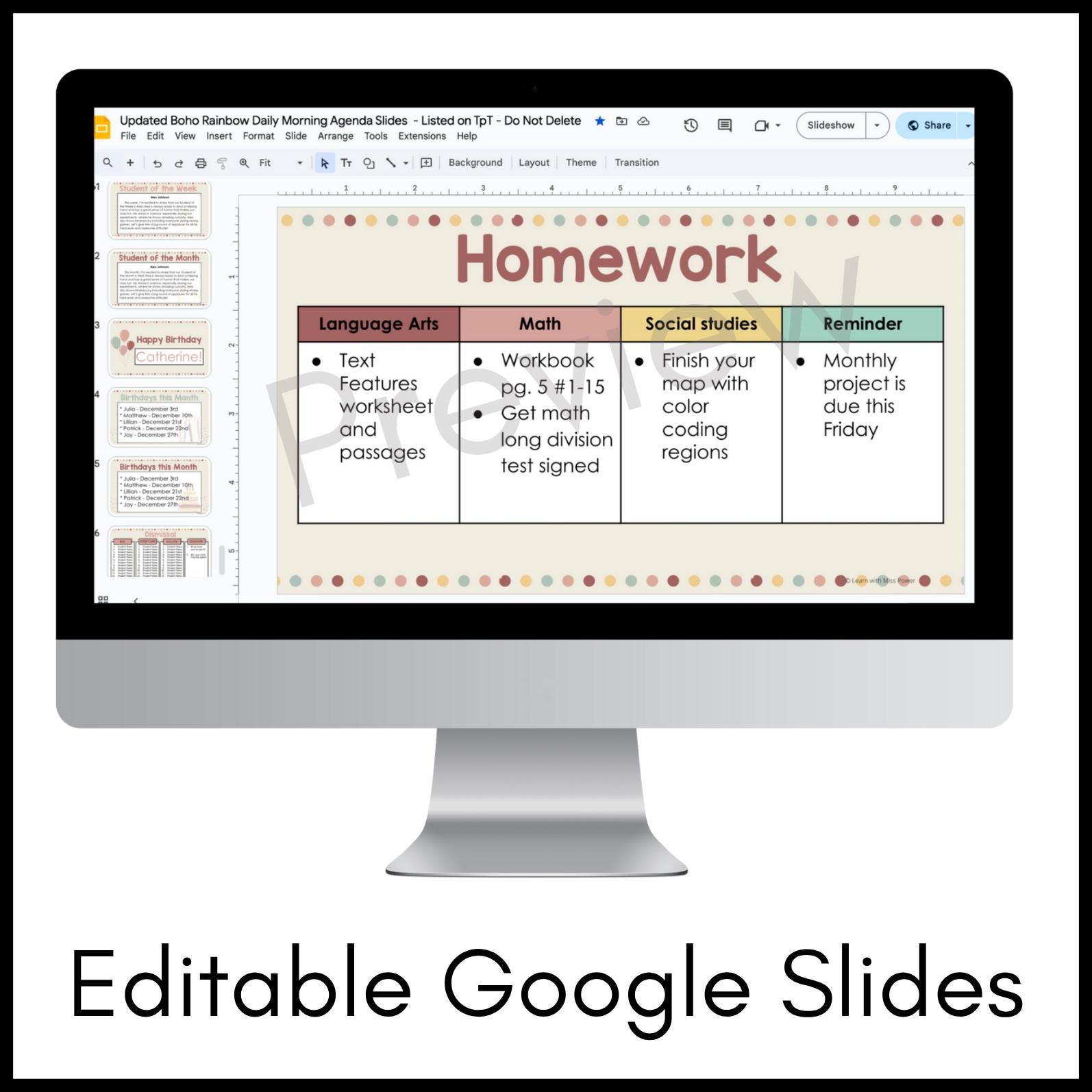 Class Slides, Daily Google Slides Templates for Classroom, Agenda ...
