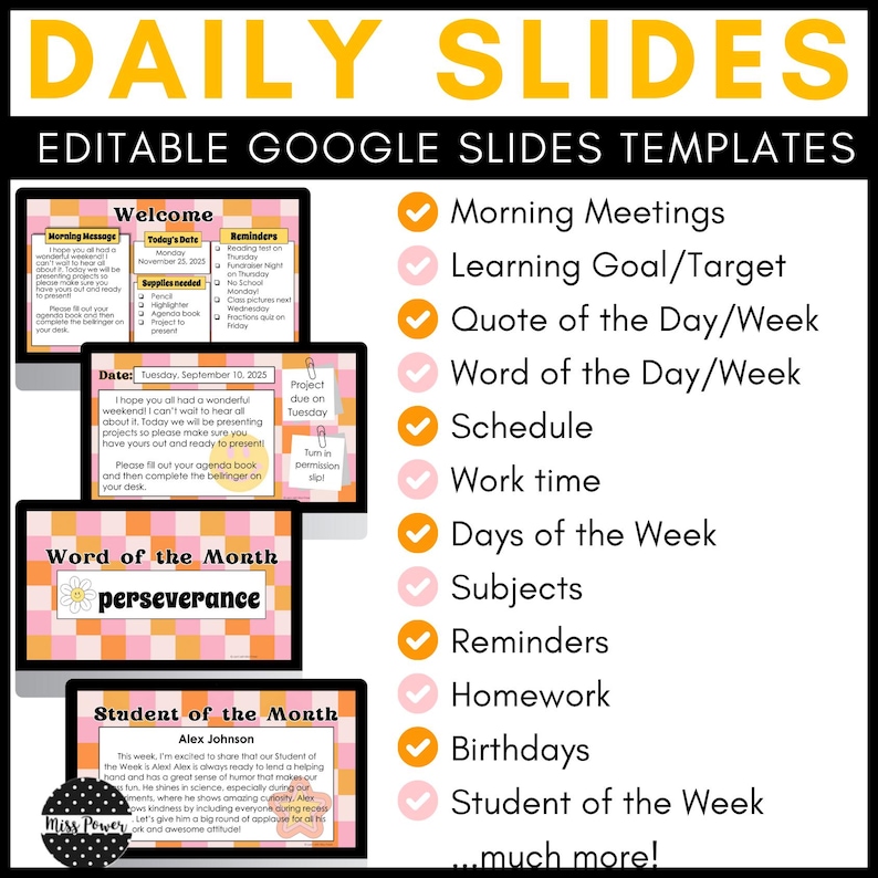 Retro Daily Slides | Daily Classroom Slides | Morning Agenda Slides ...