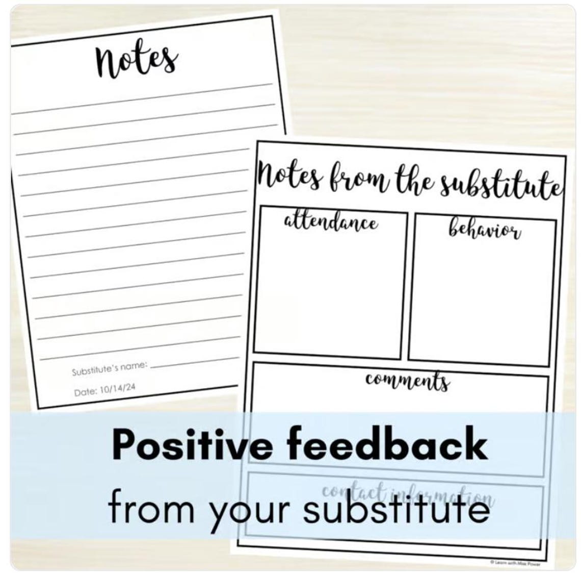 Substitute Binder Templates | Emergency Sub Binder | Sub Plans Template ...
