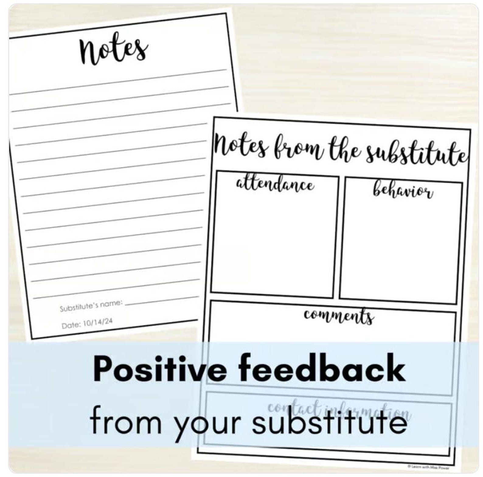 Substitute Binder Templates | Emergency Sub Binder | Sub Plans Template ...