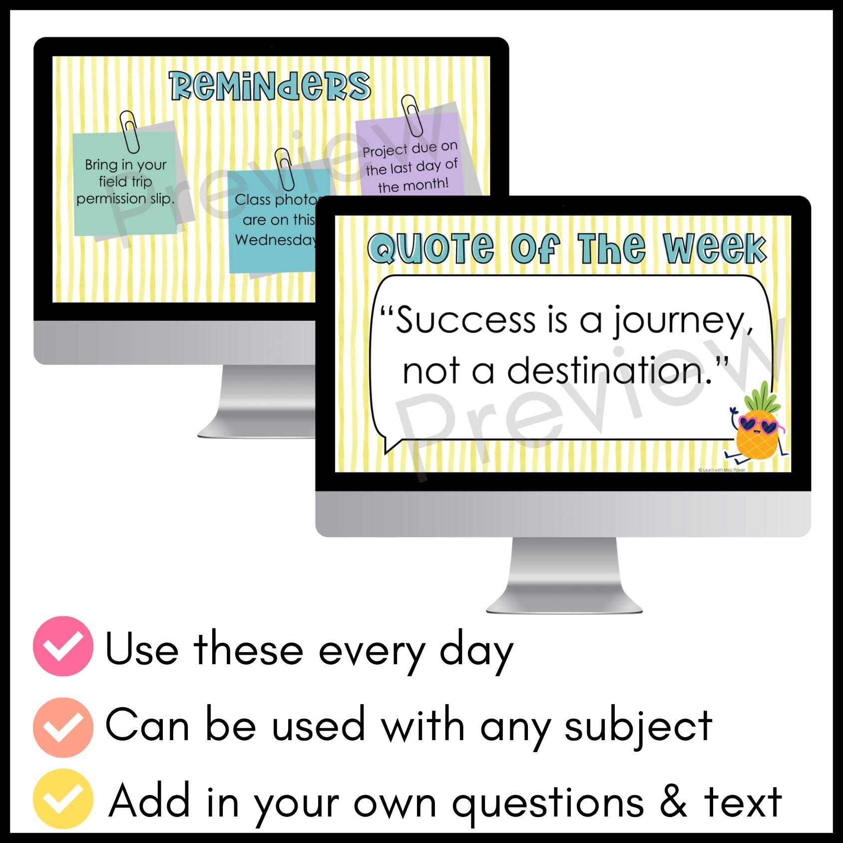 Summer Daily Classroom Slides Templates | Welcome Good Morning Slides ...