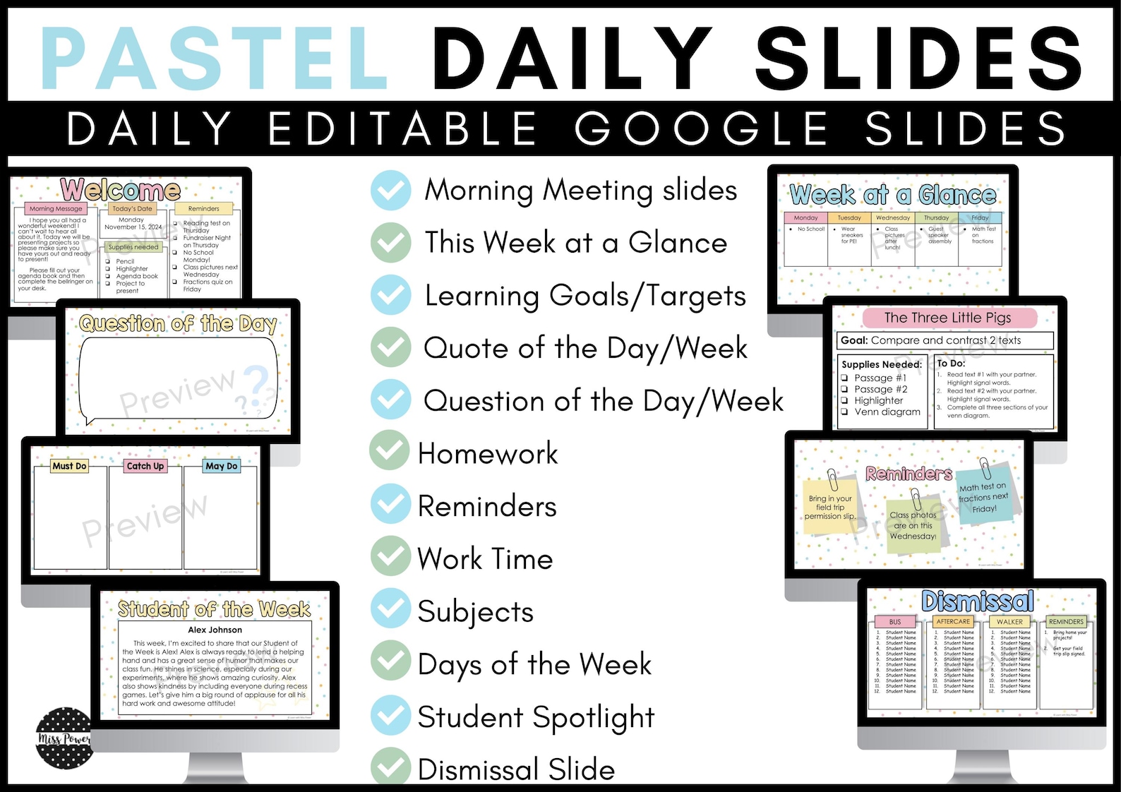 Morning Agenda Slides | Daily Slides Templates | Morning Meeting Google ...
