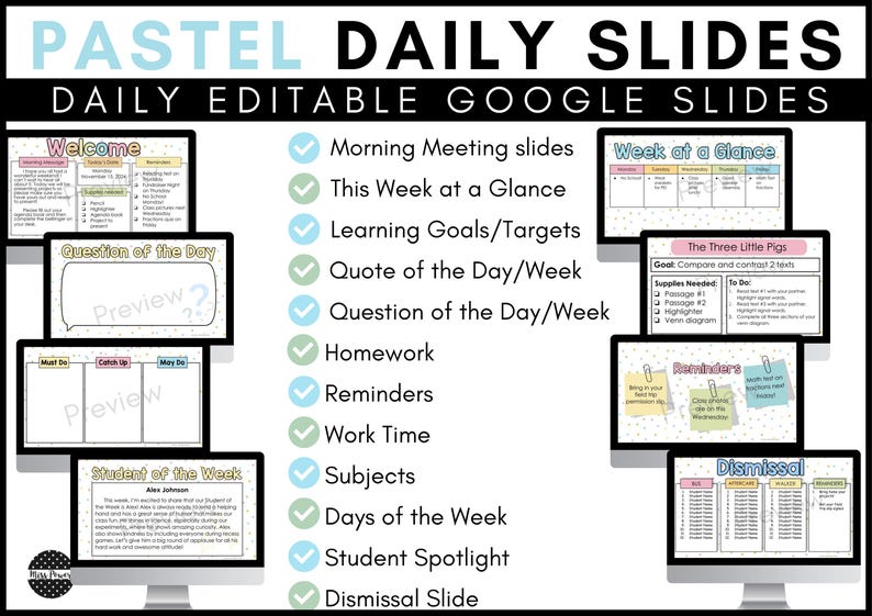Morning Agenda Slides | Daily Slides Templates | Morning Meeting Google ...