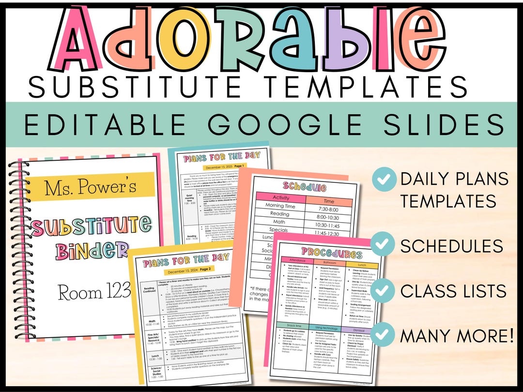Substitute Binder Templates | Emergency Sub Binder | Sub Plans Template ...
