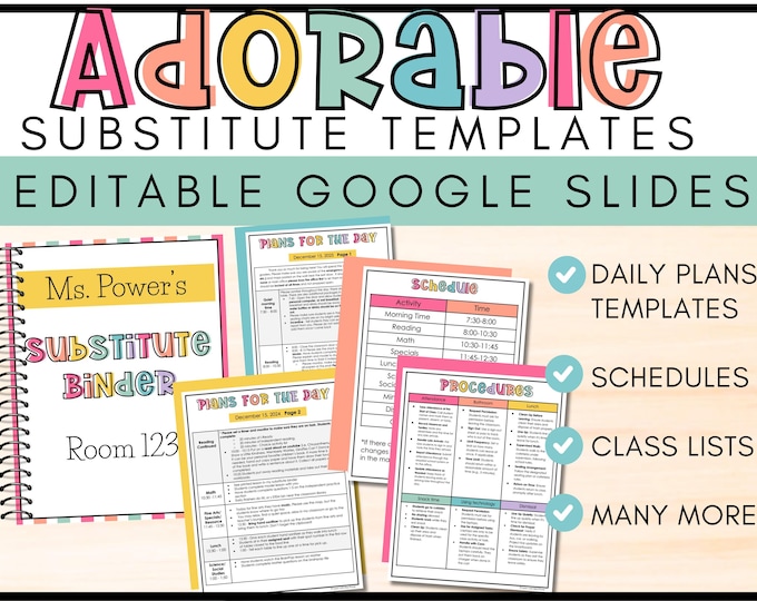 Editable Boho Substitute Binder - Editable Sub Plan Templates - Etsy