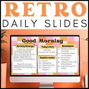 Retro Daily Slides | Daily Classroom Slides | Morning Agenda Slides ...