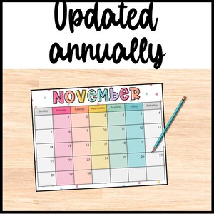 Rainbow Classroom Calendar 2026–2027 | Printable Monthly Calendar for ...