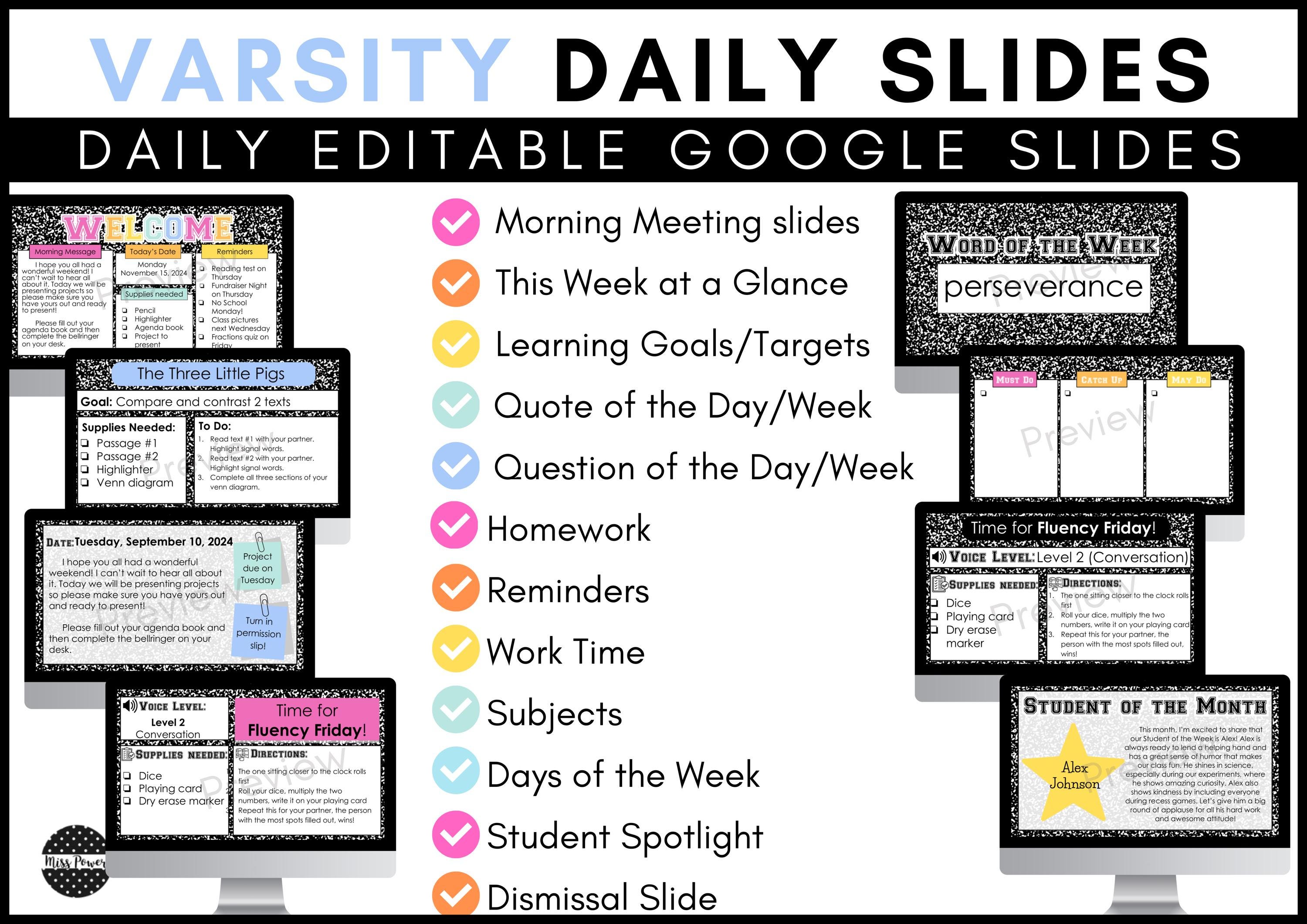 Daily Slides Templates | Daily Agenda Slides | Morning Meeting Google ...