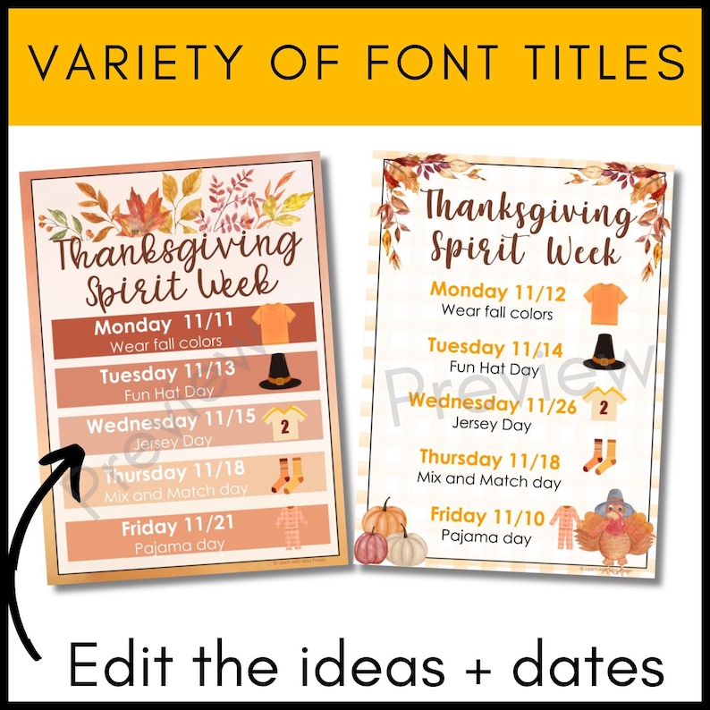 Editable Flyers Template | School Spirit Flyer | Fall Spirit Week ...