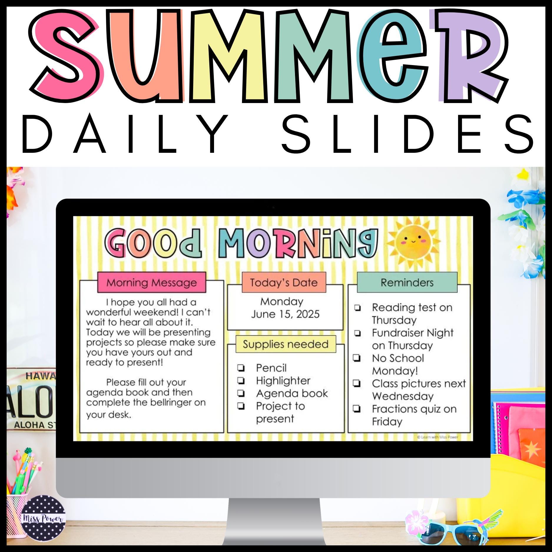 Summer Daily Classroom Slides Templates | Welcome Good Morning Slides ...