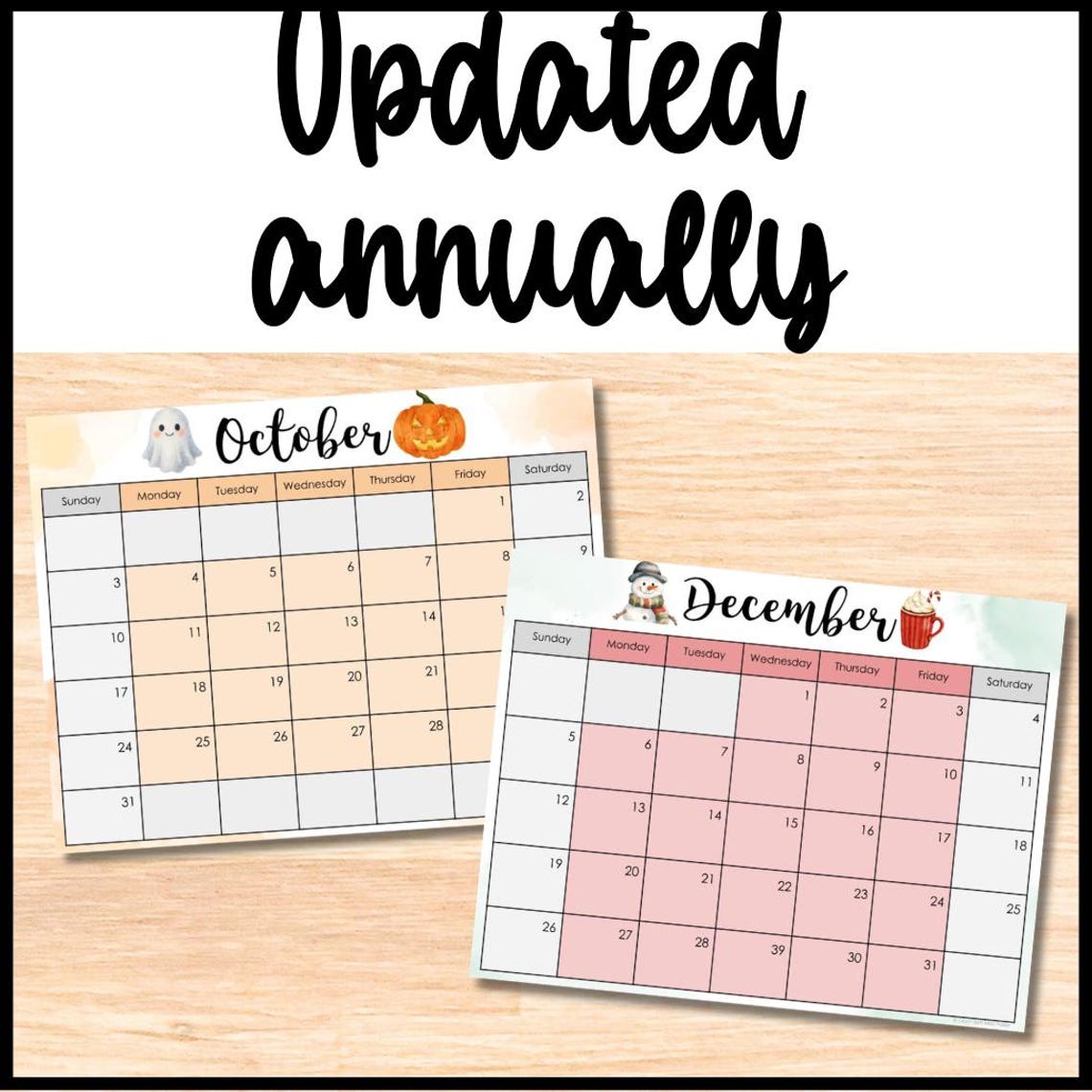 Watercolor Calendar | Monthly Calendar Printable 2026-2027 | Editable ...