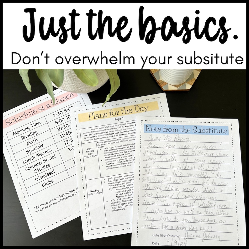 Substitute Binder Templates | Emergency Sub Binder | Sub Plans Template ...
