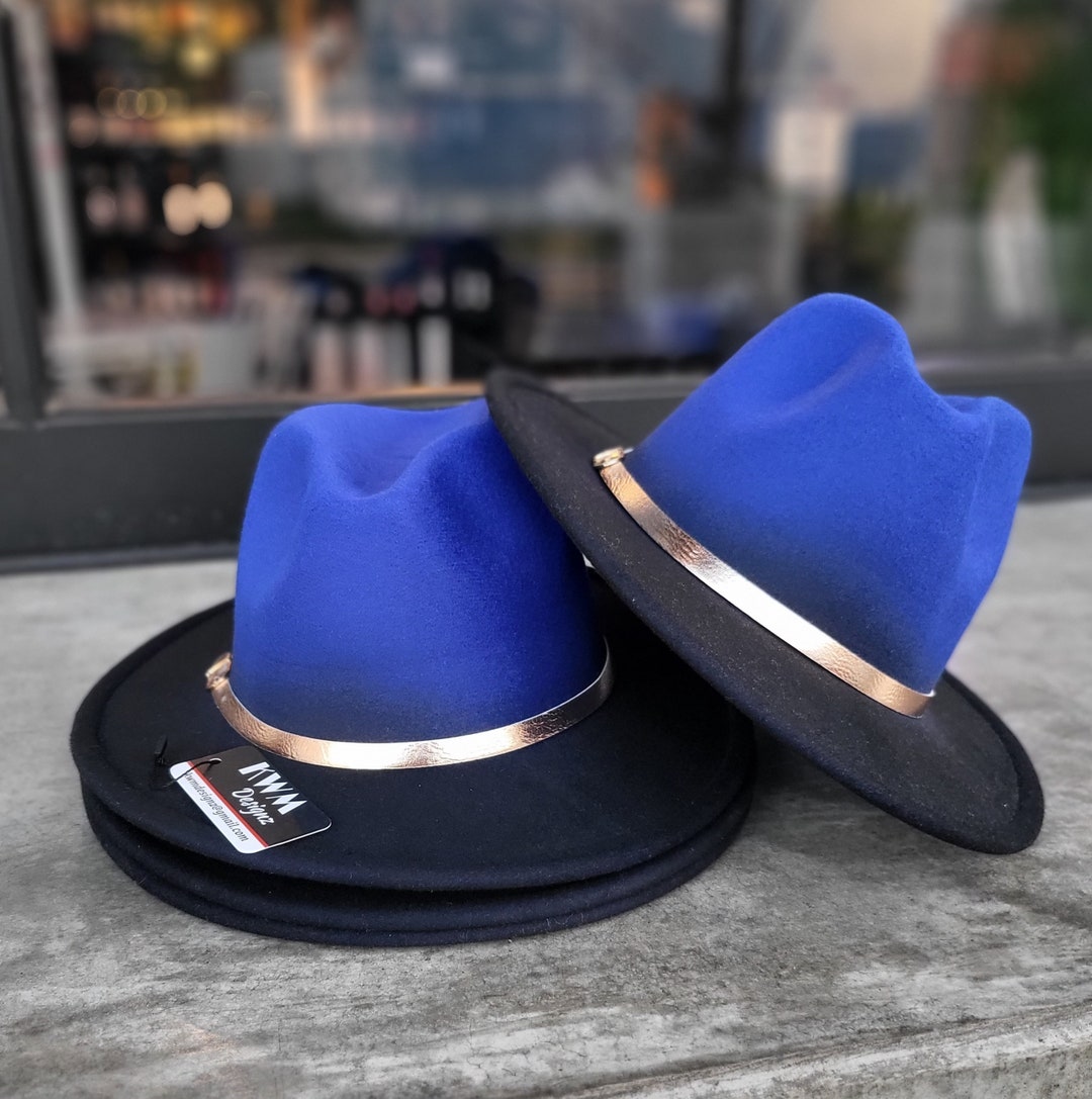 Blue/black Fedora Hats - Etsy