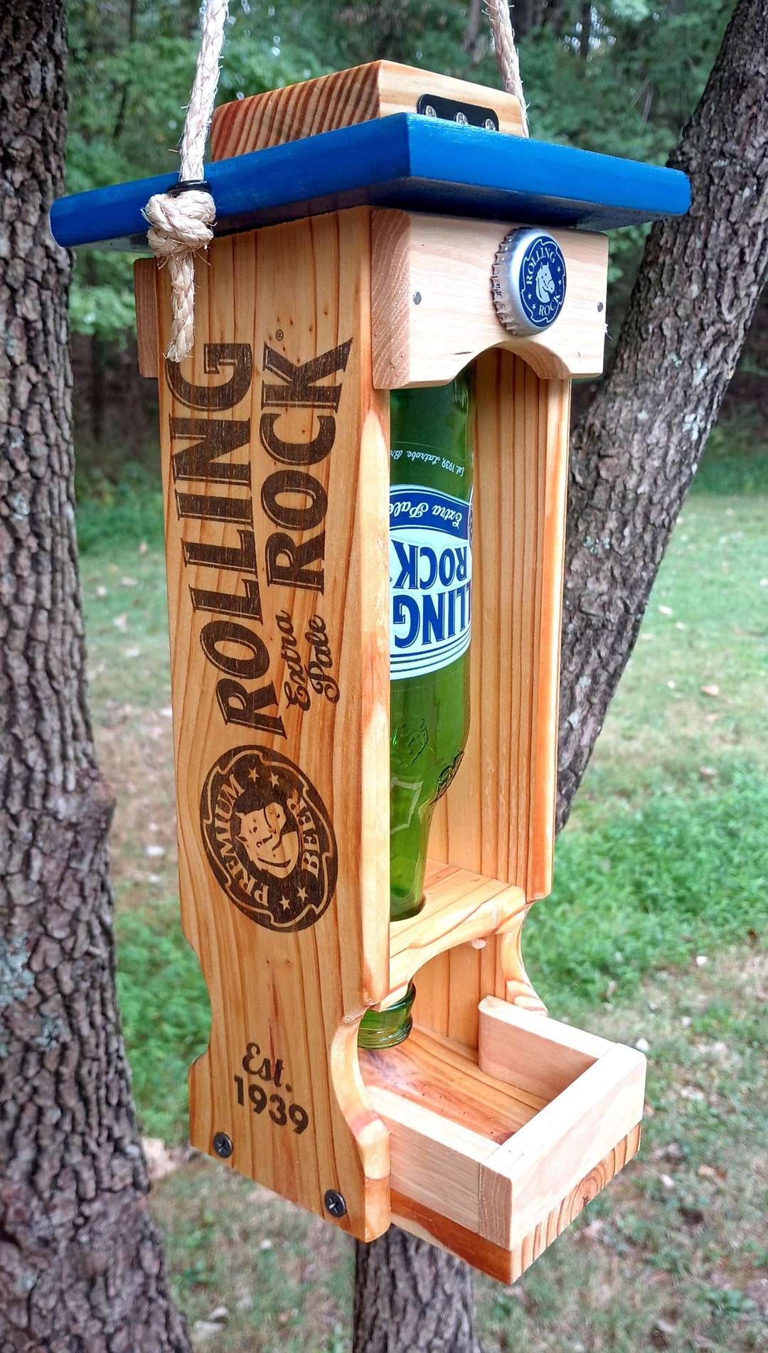 Rolling Rock Beer Bottle Easy Fill Bird Feeder - Etsy