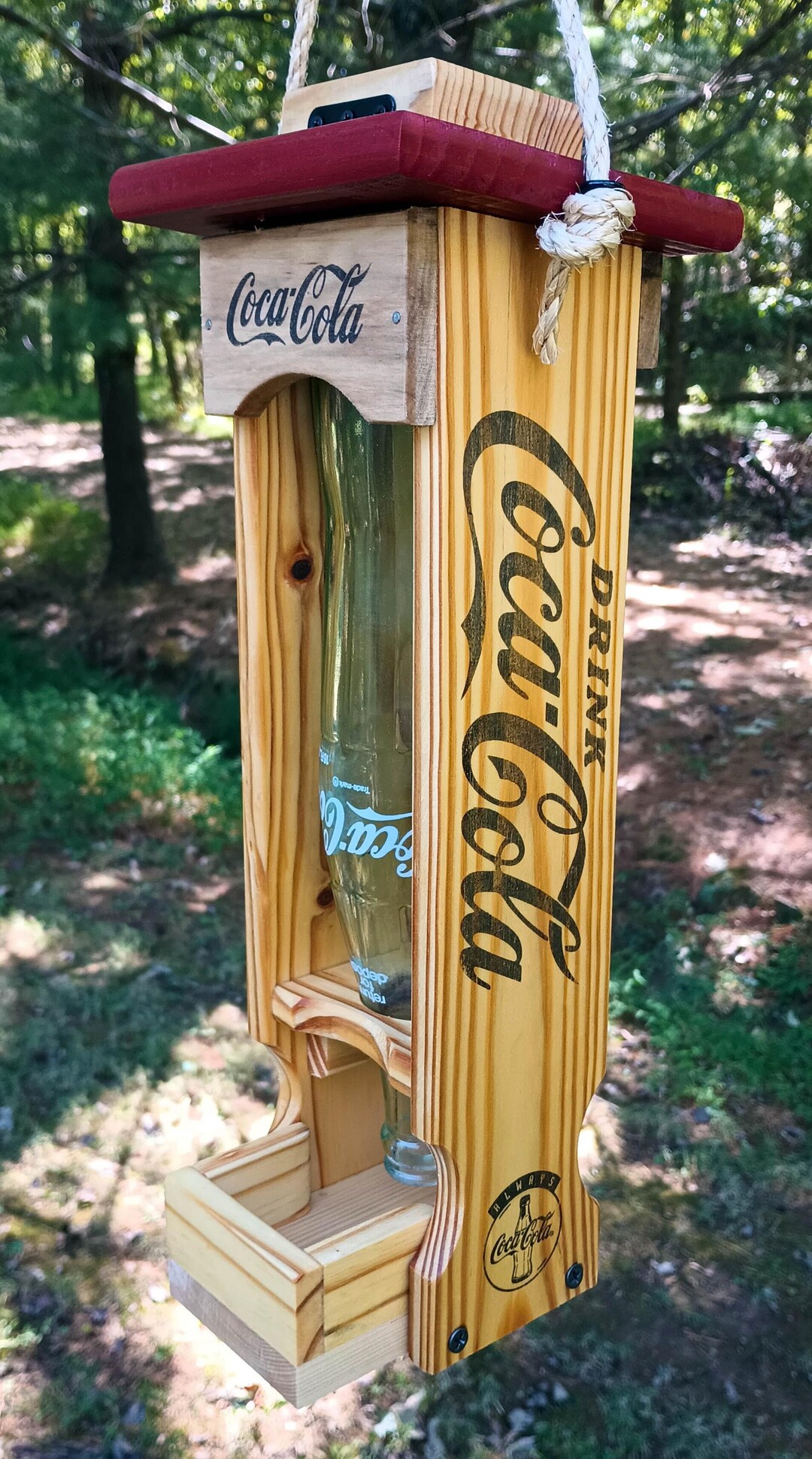 Coca Cola Vintage Soda Bottle Easy Fill Bird Feeder - Etsy