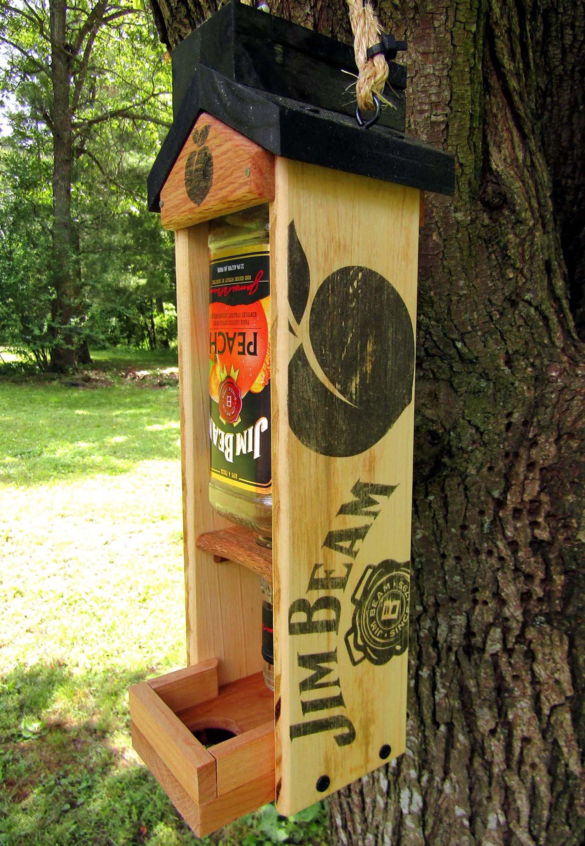 Jim Beam Peach Whiskey Bottle Easy Fill Bird Feeder - Etsy