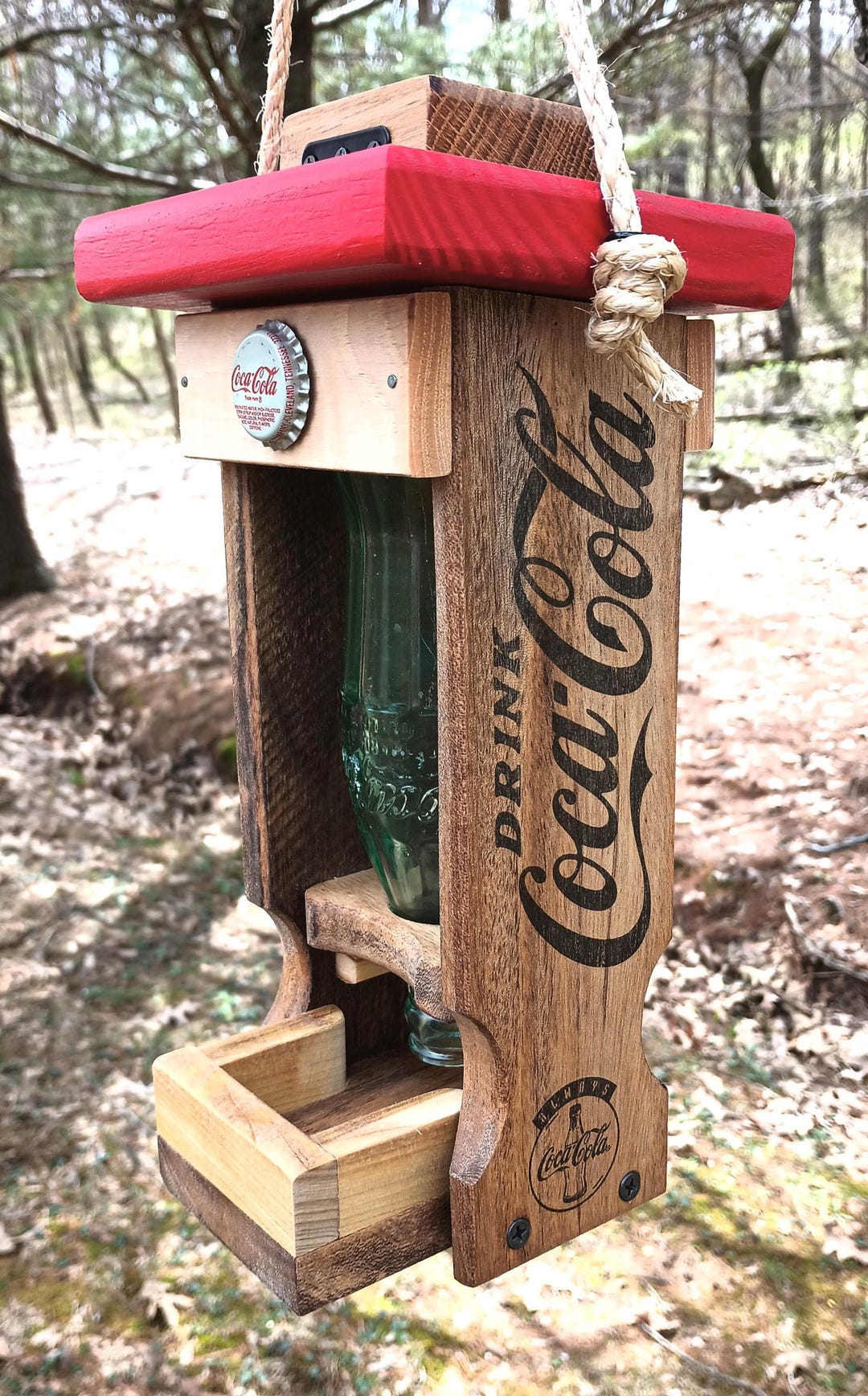 Coca Cola Vintage Mini Soda Bottle Easy Fill Bird Feeder - Etsy