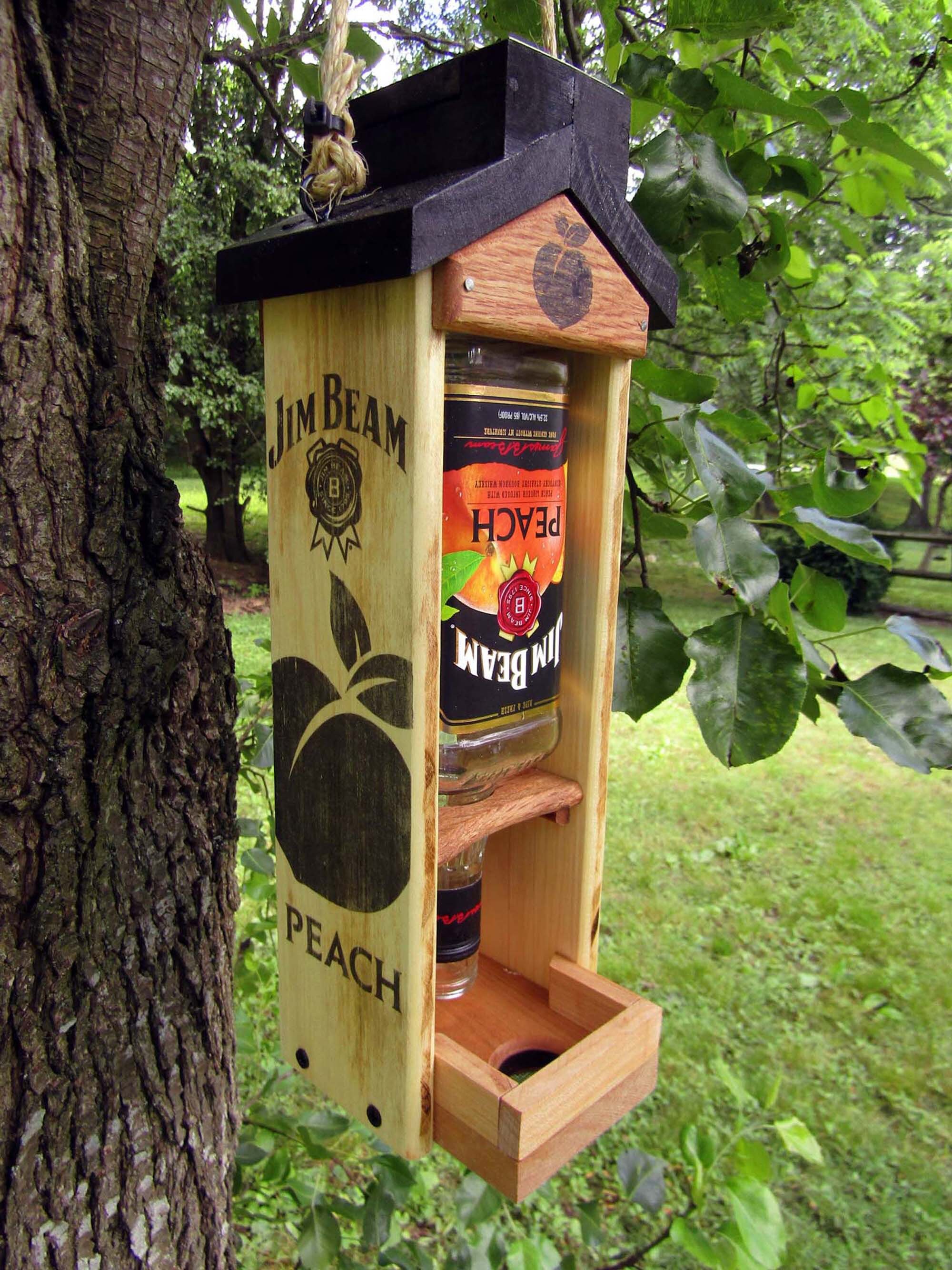 Jim Beam Peach Whiskey Bottle Easy Fill Bird Feeder - Etsy