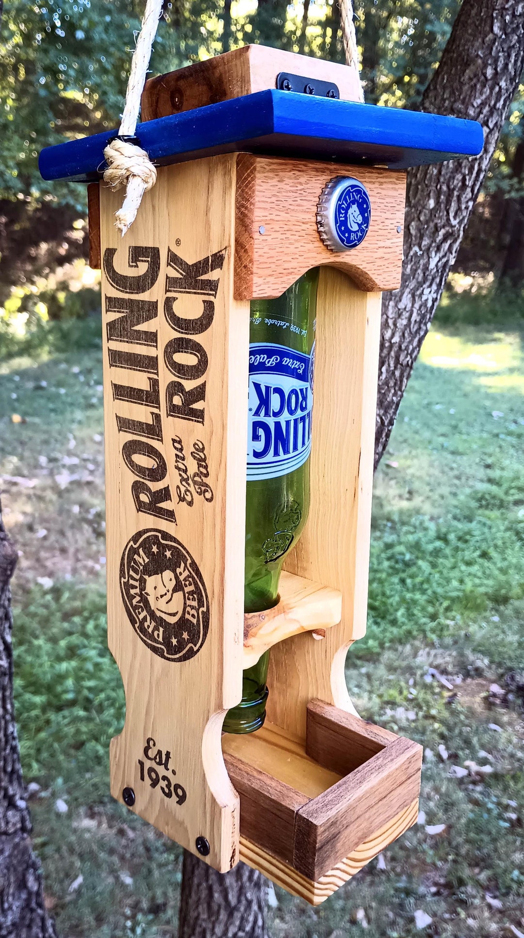 Rolling Rock Beer Bottle Easy Fill Bird Feeder - Etsy