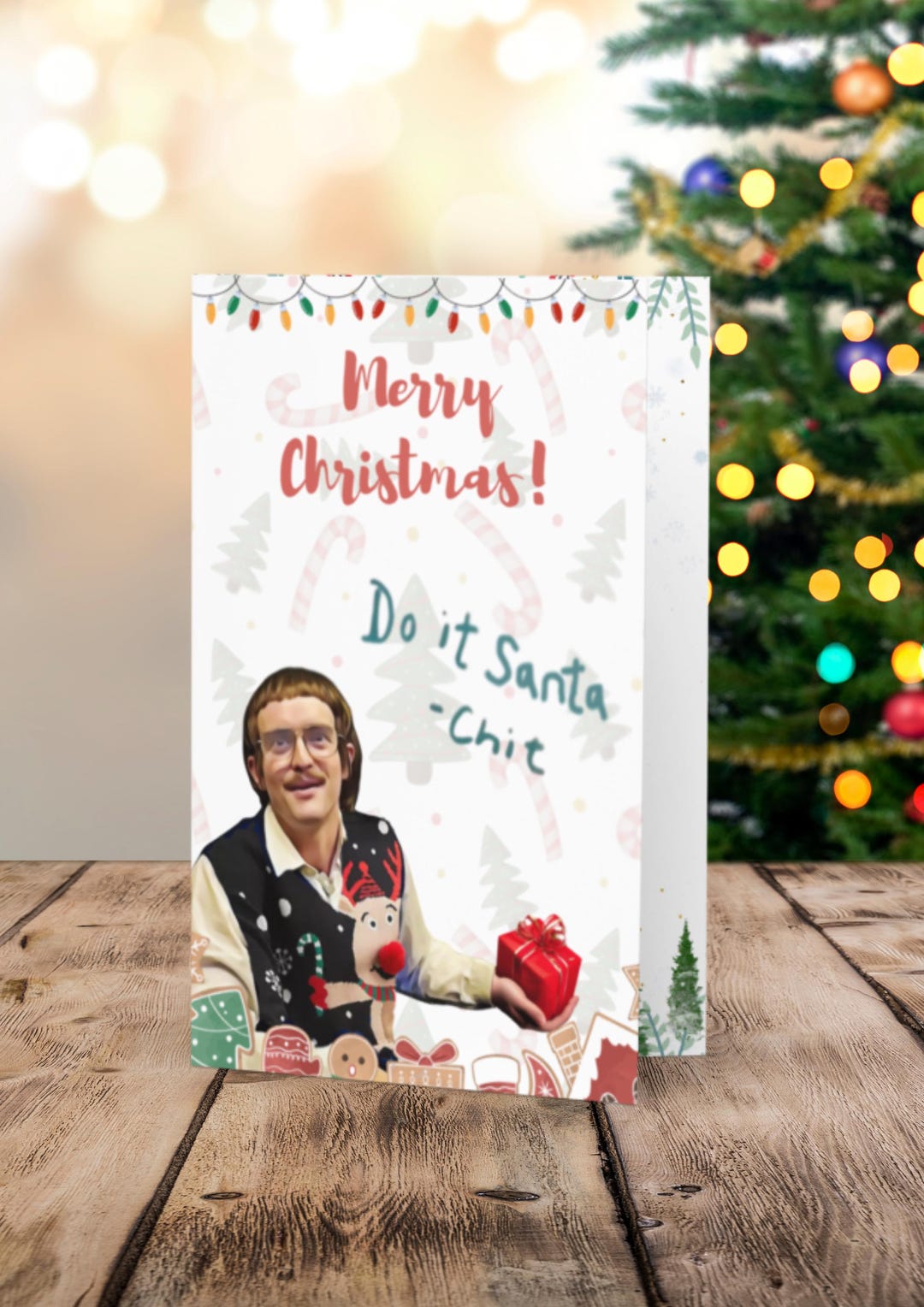 Funny Chit Christmas Card Humorous Holiday Card Cute Xmas Greeting ...
