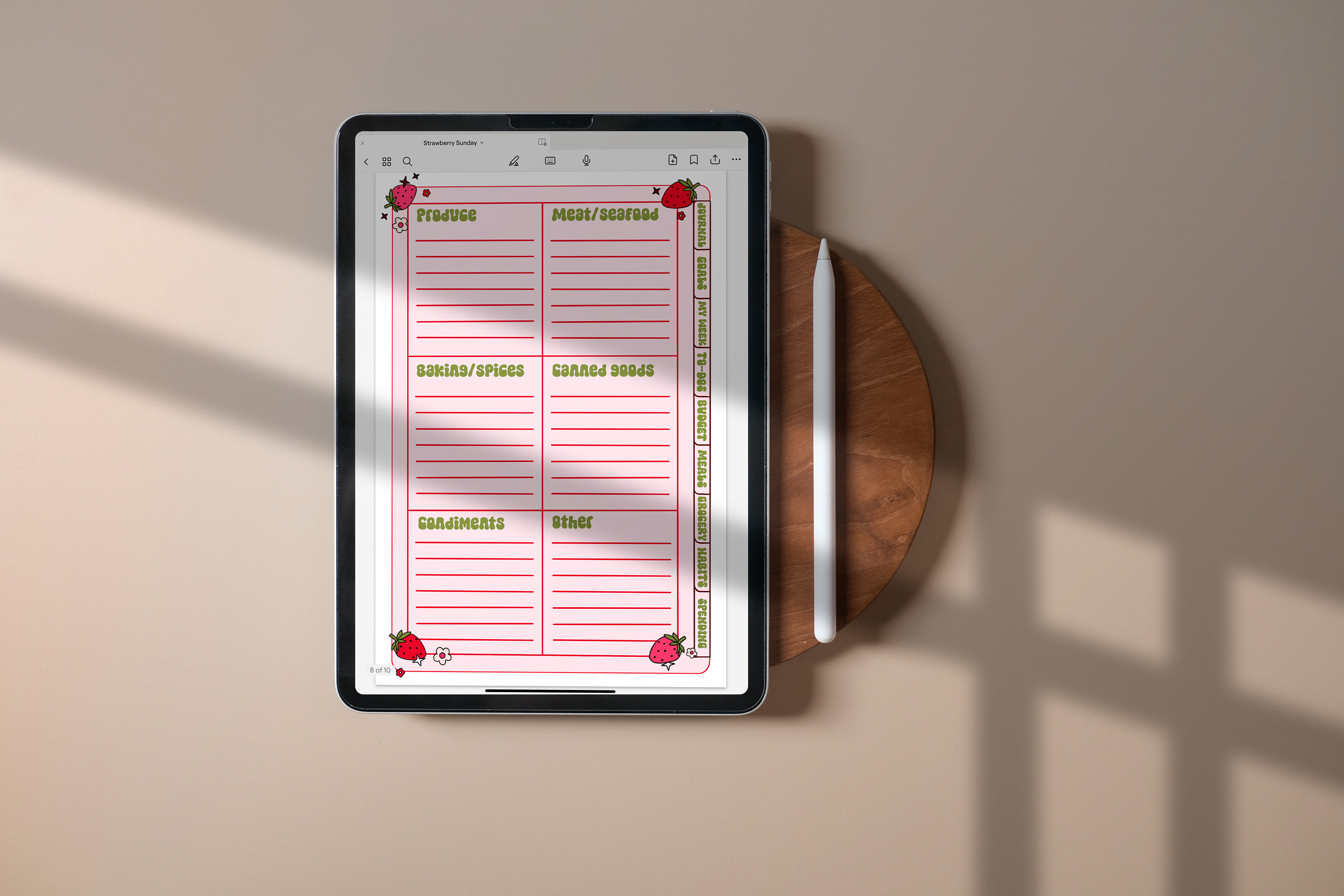 Strawberry Weekly Digital Planner for Ipad, Undated Goodnotes Planner ...
