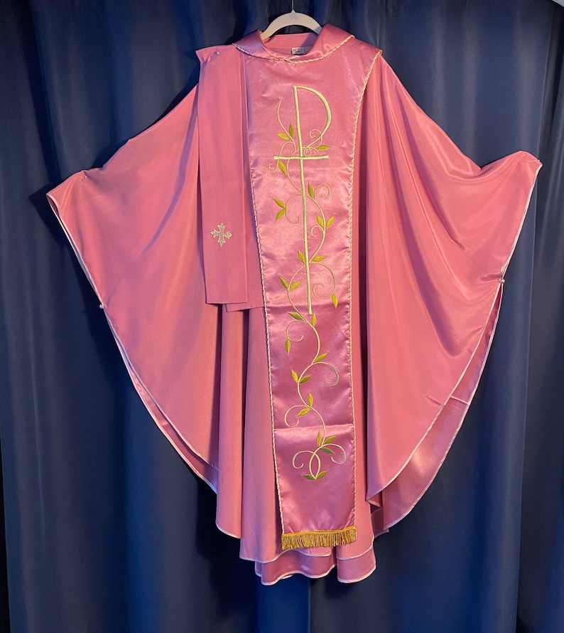 Pink Semi-gothic Chasuble With Stole and Collar Scapular 66 - Etsy