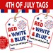 4th of July Tags, Independence Day Cookies Tags, 4th of July Thank You ...