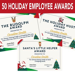 Holiday Employee Certificates, Funny Employee Awards, Christmas ...