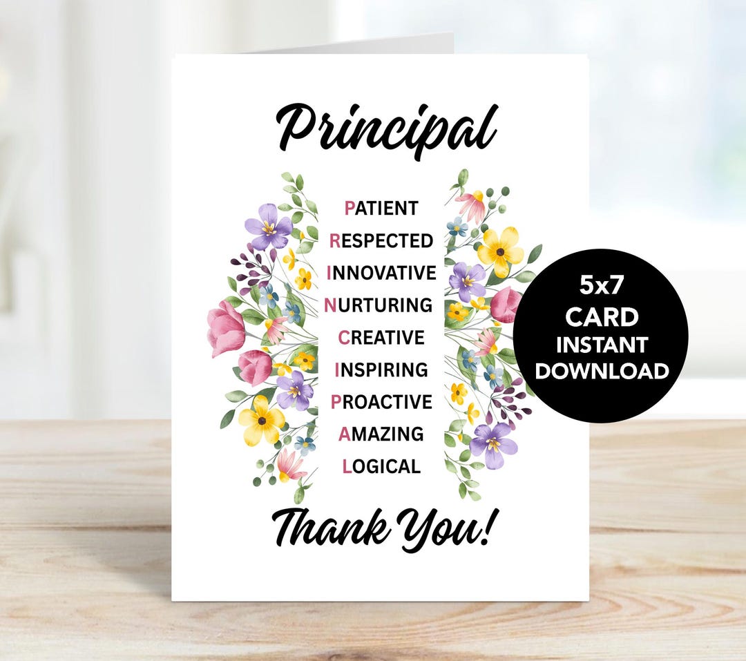 Principal Thank You Card, Principal Appreciation Card, National ...