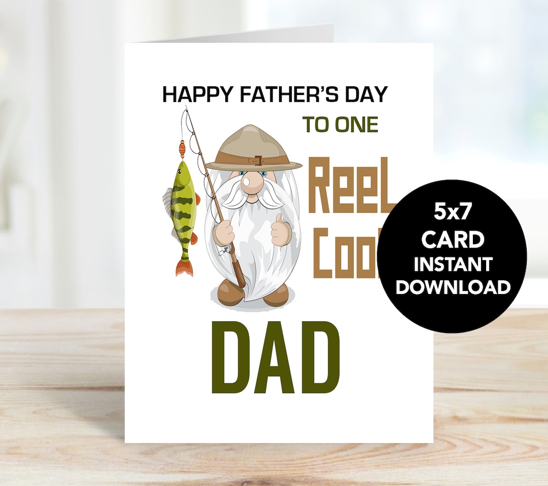 Father's Day Fishing Printable Card, Reel Cool Card for Dad, Amazing ...