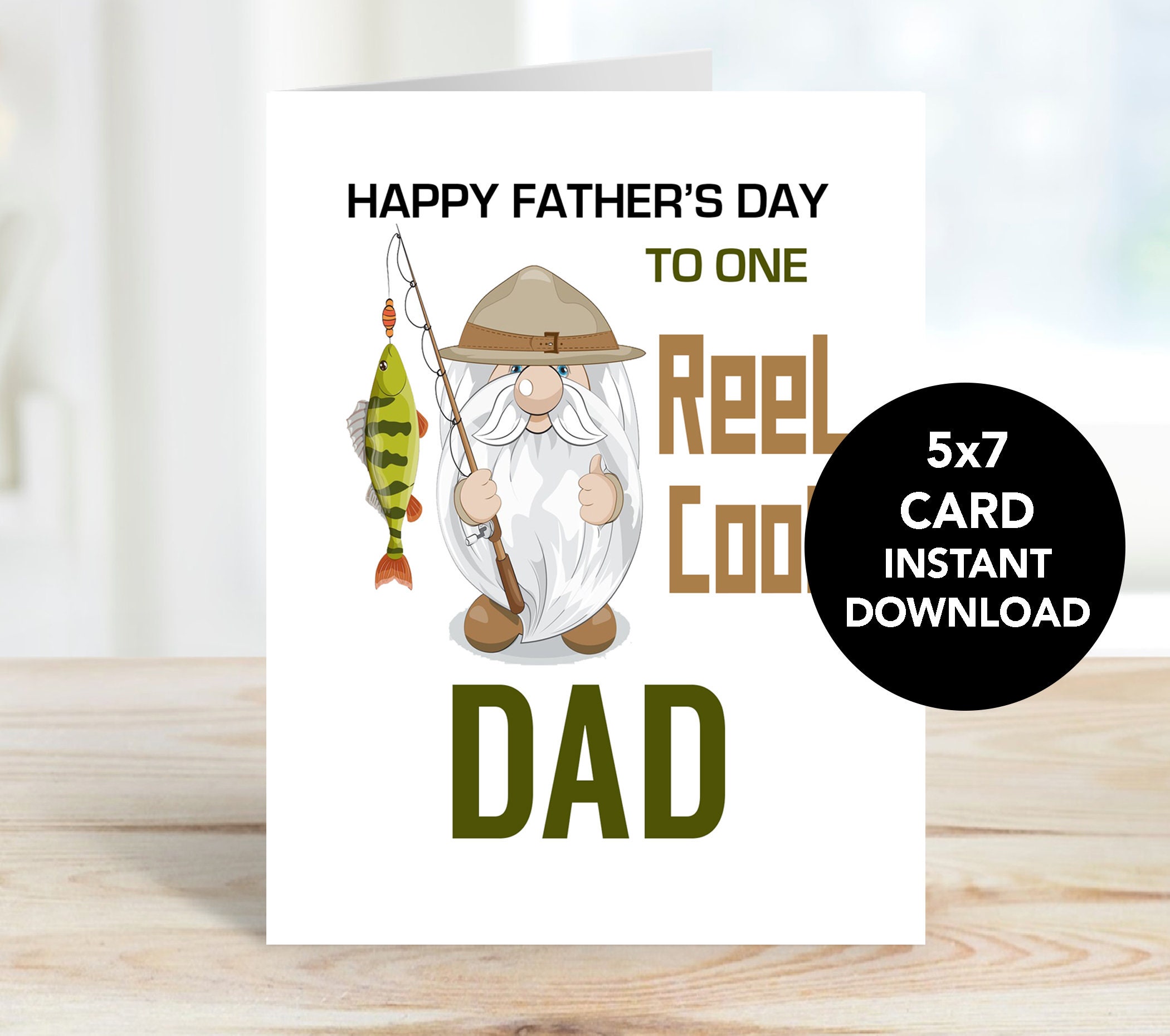 Father's Day Fishing Printable Card, Reel Cool Card for Dad, Amazing ...