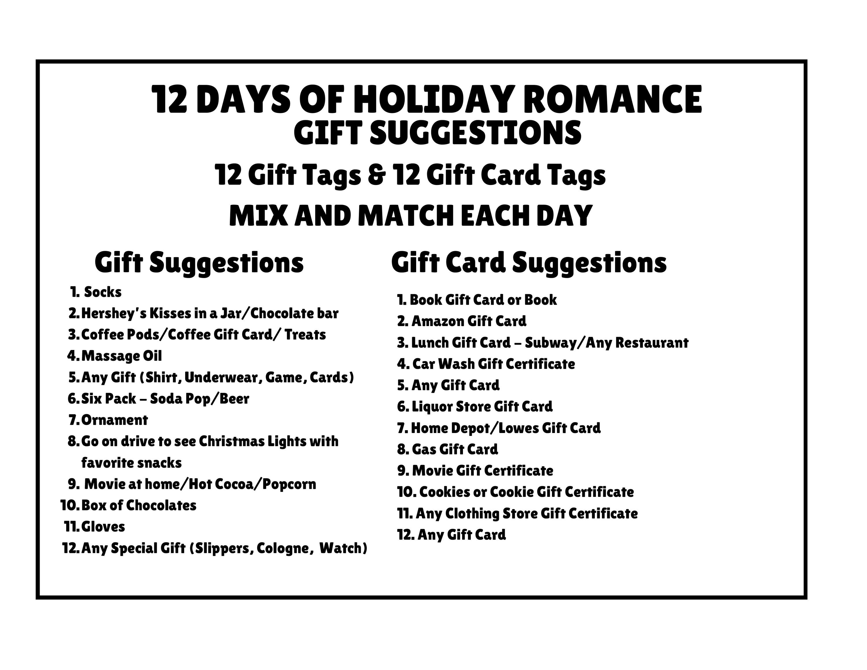 12 Days of Christmas Tags, 12 Days of Holiday Romance, 12 Days of ...