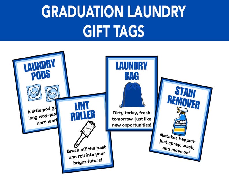 Graduation Gift Tags, Grad Laundry Gift Tag, High School Grad Gift ...