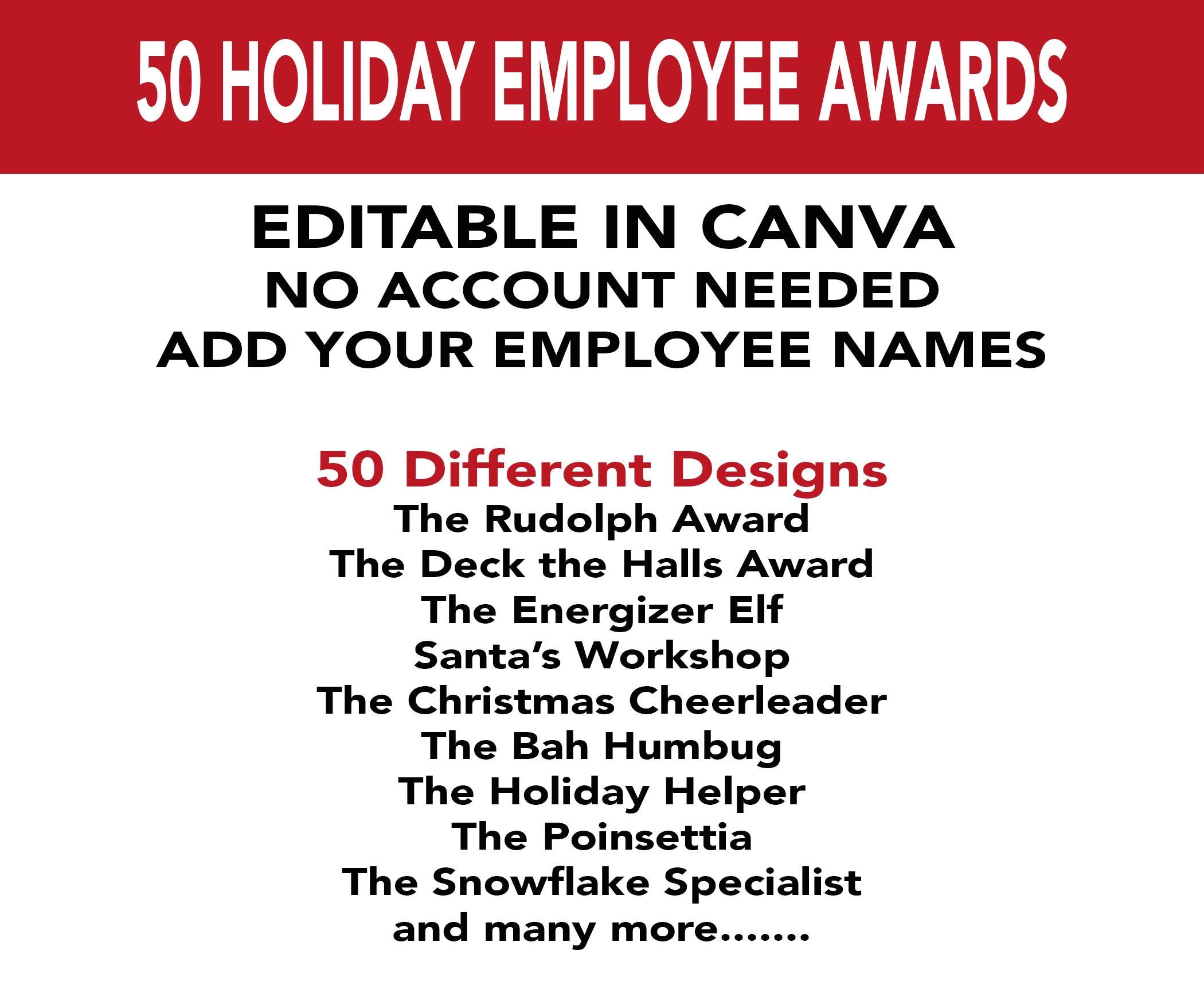 Holiday Employee Certificates, Funny Employee Awards, Christmas ...