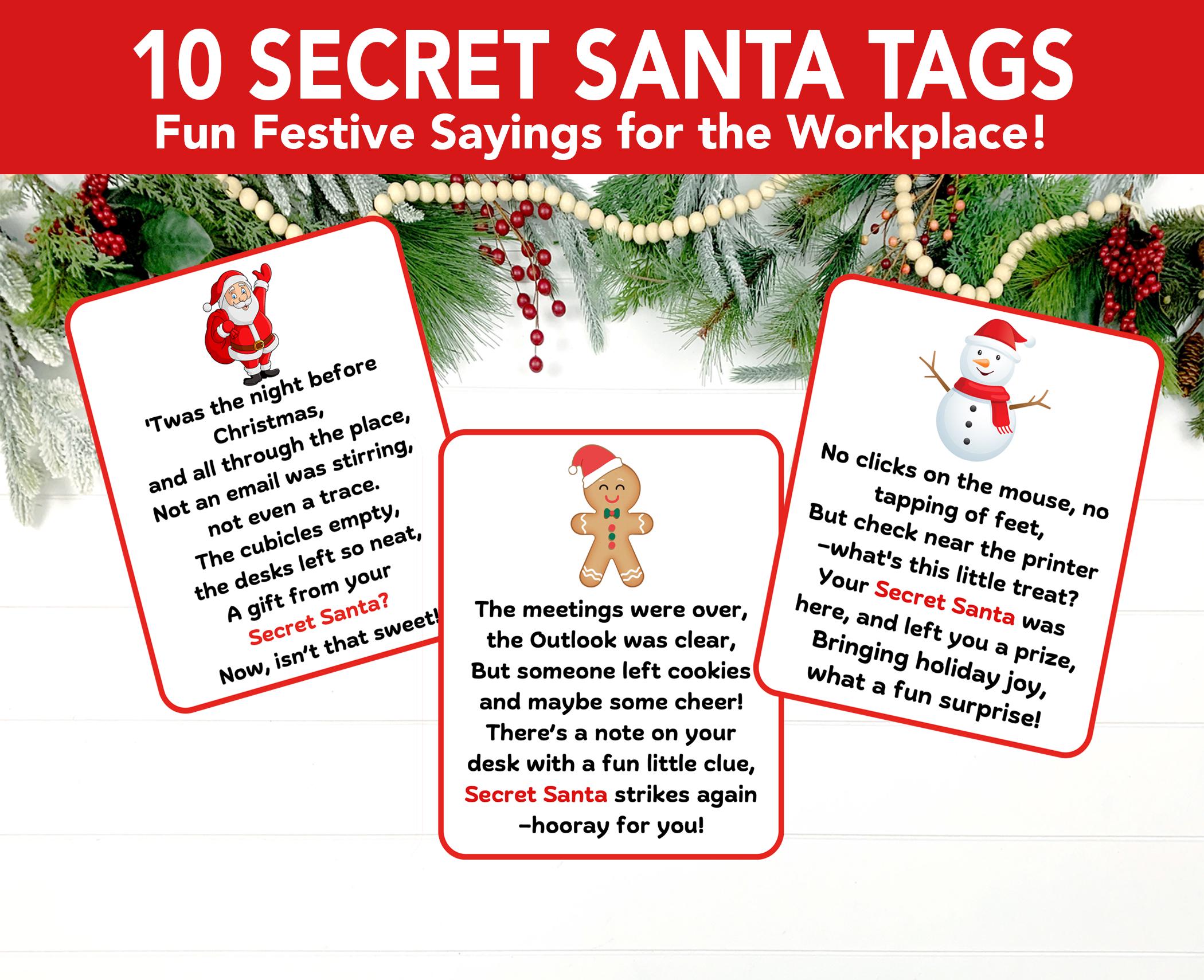 Secret Santa Gift Tags Printable, Secret Santa Poem Tags, Secret Santa ...