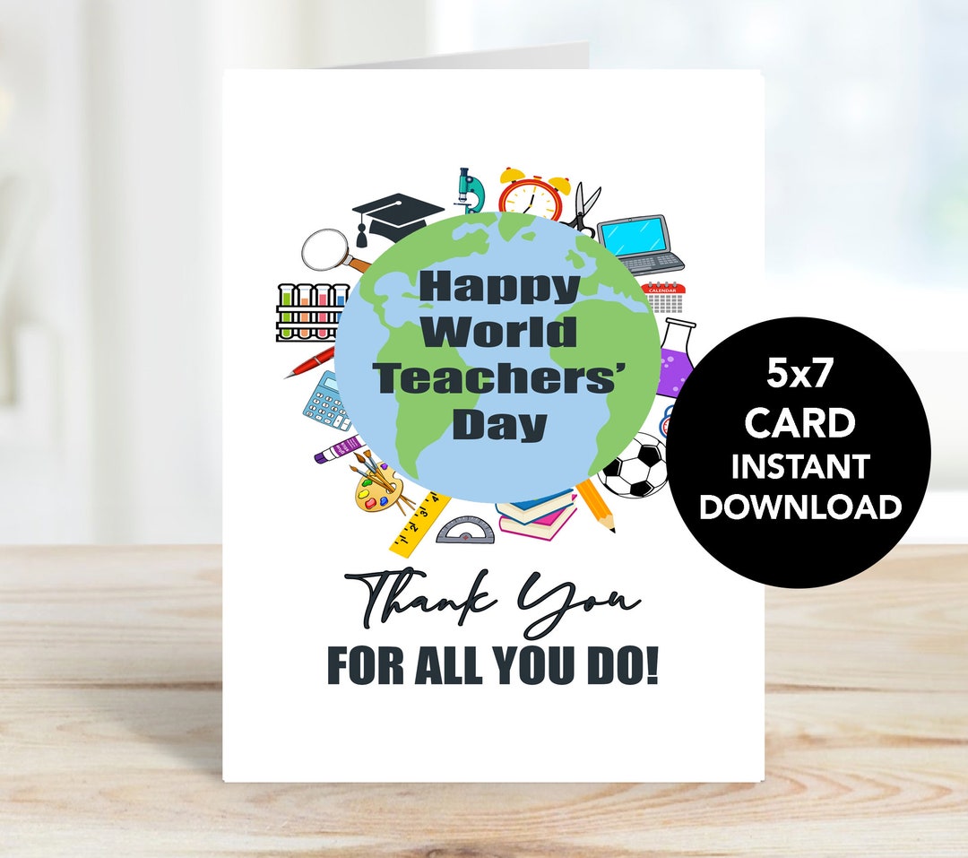 Teacher Thank You Card Printable , World Teachers' Day Card, Teacher ...