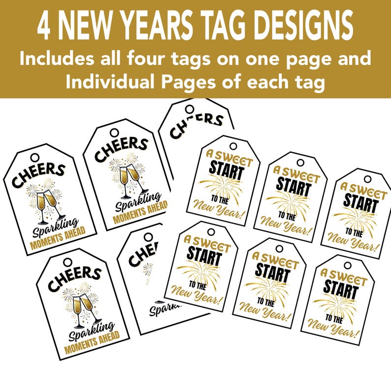 New Year Gift Tags, 2025 New Years Tags for Work, Ring in the New Year ...