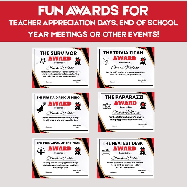 School Staff Certificates, Funny Employee Awards, Teacher Certificates ...