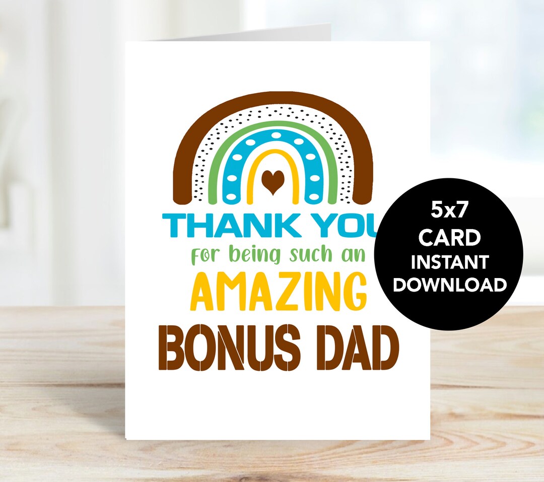 Bonus Dad Father's Day Printable Card, Card for Dad, Stepdad Father's ...